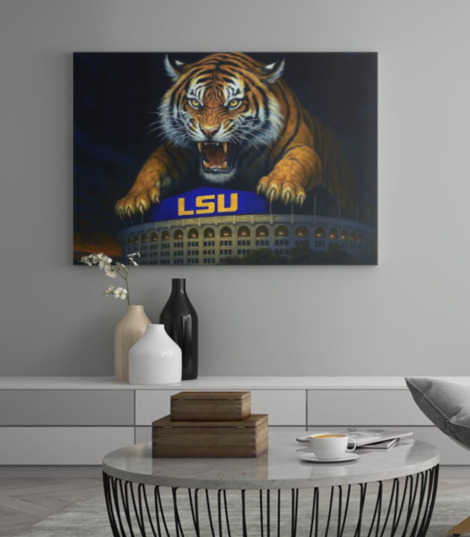 LSU Tiger Stadium Art Print "Death Valley Noir" – Art of Trinity Rose